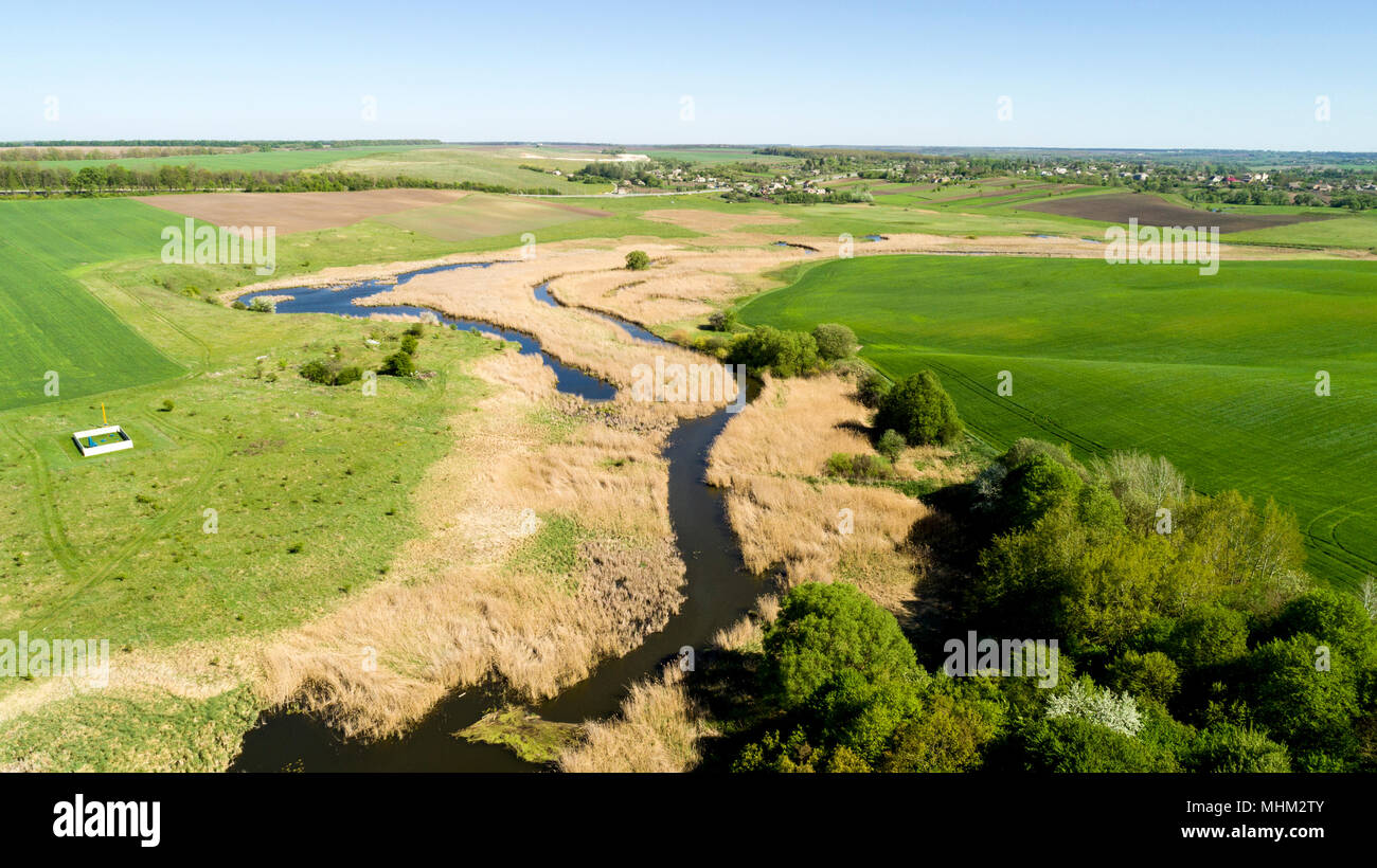 Beautiful spring nature landscape. Aerial view Stock Photo - Alamy