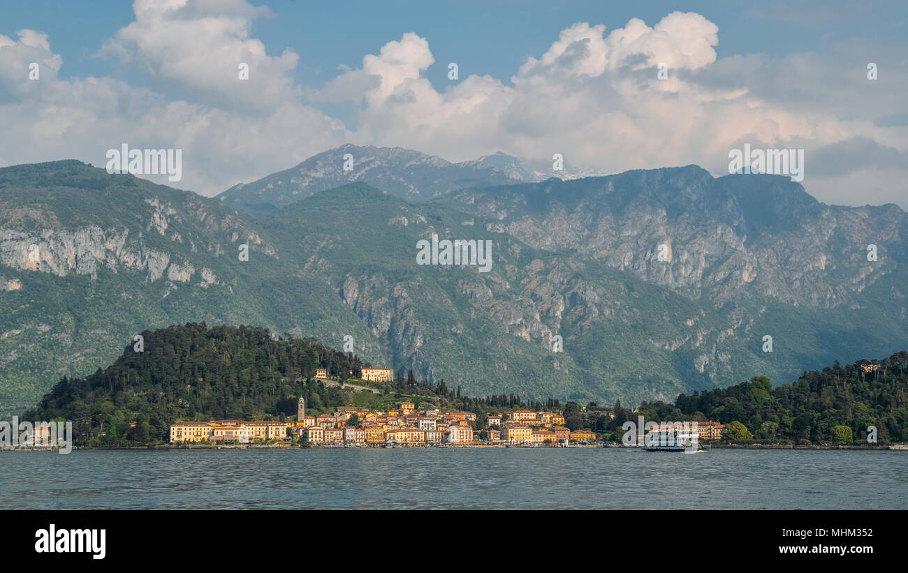 Panoramic view of beautiful mountains surrounding the famous town of ...