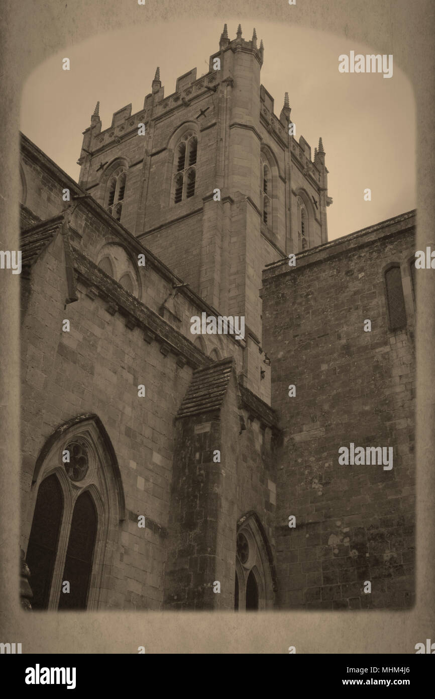 Detail of the Norman Priory Church in Christchurch previously known as ...