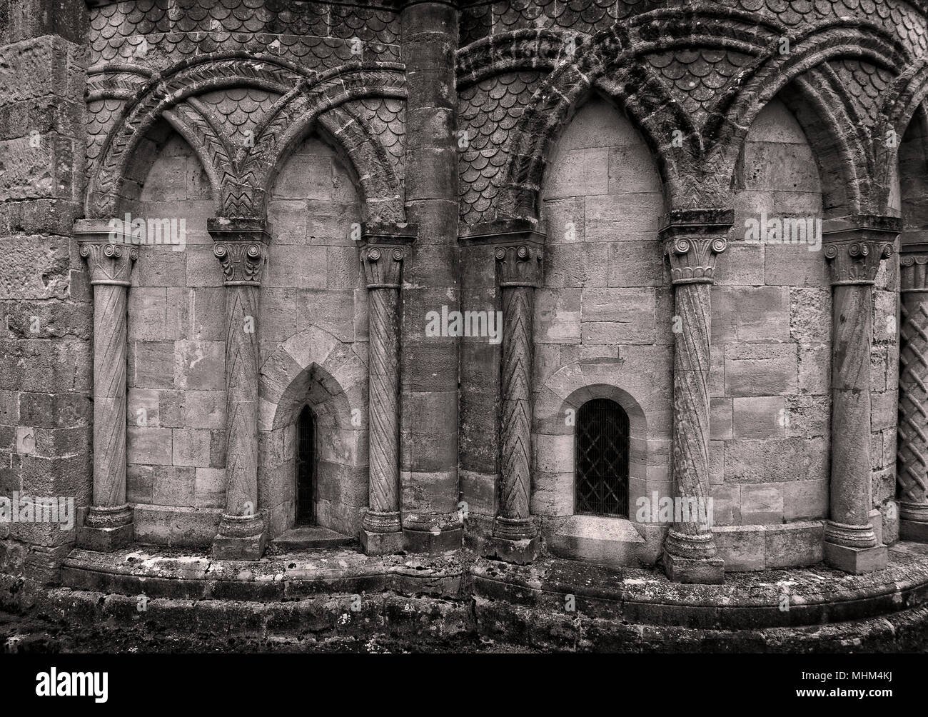 Detail of the Norman Priory Church in Christchurch previously known as ...