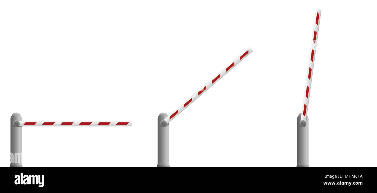 Border barrier gates. Closed, half opened and open bar - illustration ...