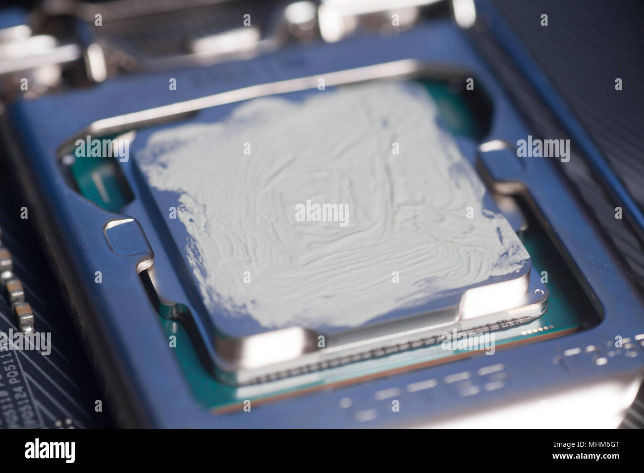 CPU with thermal paste applied. Close up Stock Photo - Alamy