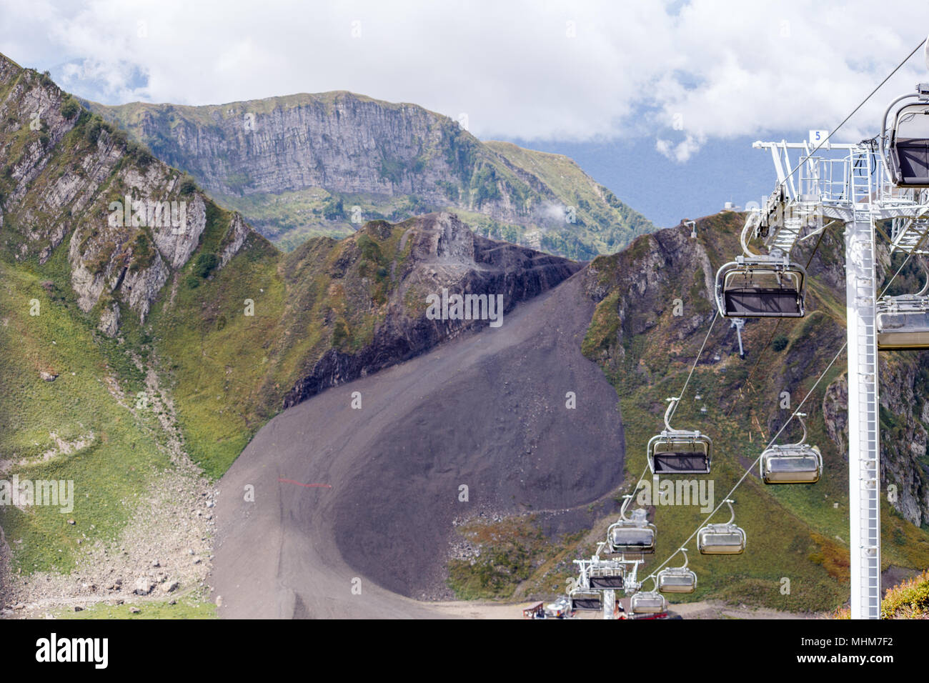 Image of funicular in mountain slope Stock Photo - Alamy