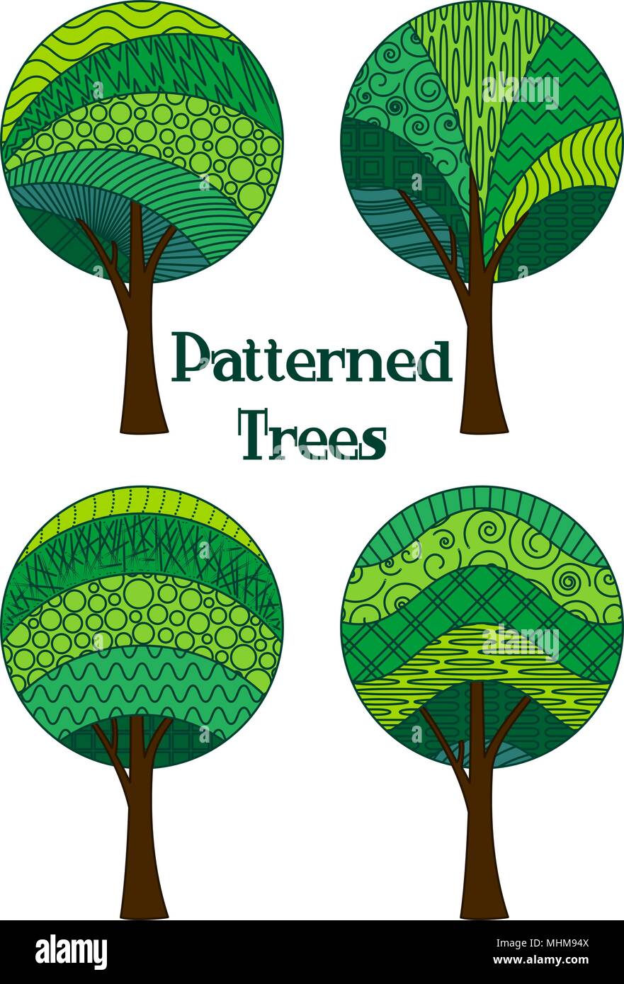 Patterned Trees, Set Stock Vector Image & Art - Alamy