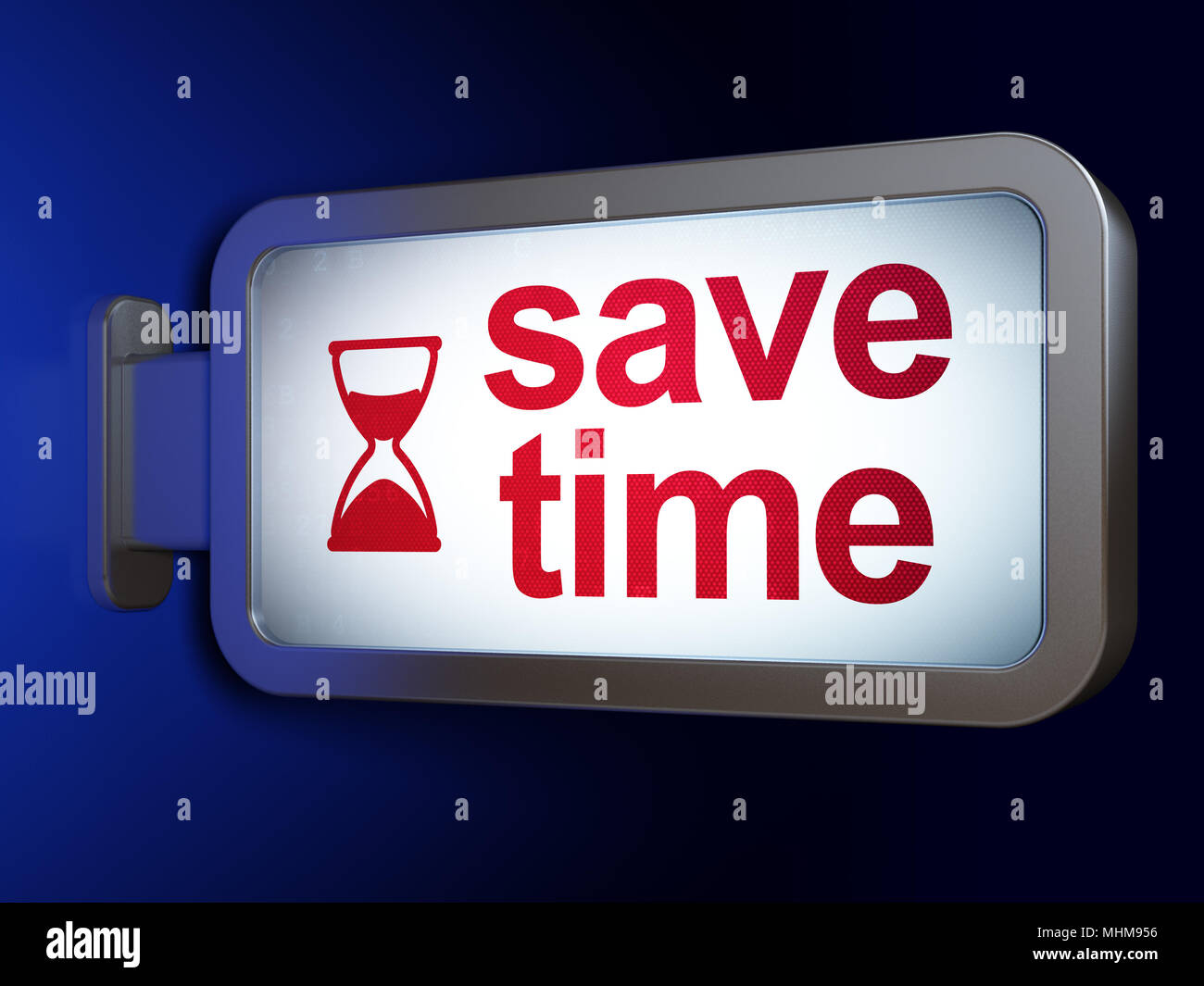 Timeline concept: Save Time and Hourglass on billboard background Stock ...