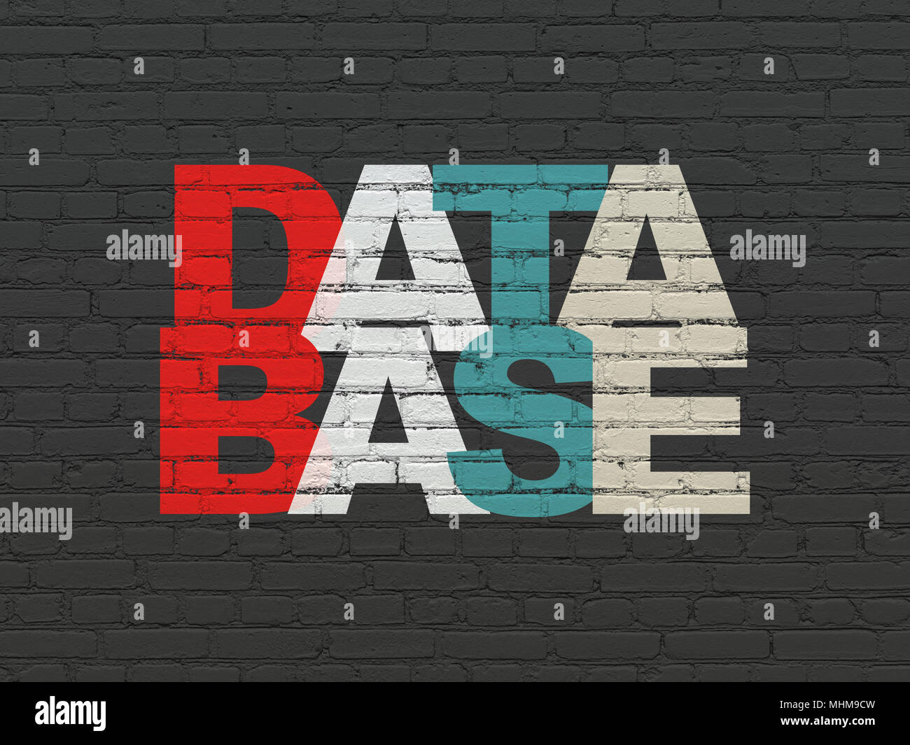 Software concept: Database on wall background Stock Photo - Alamy
