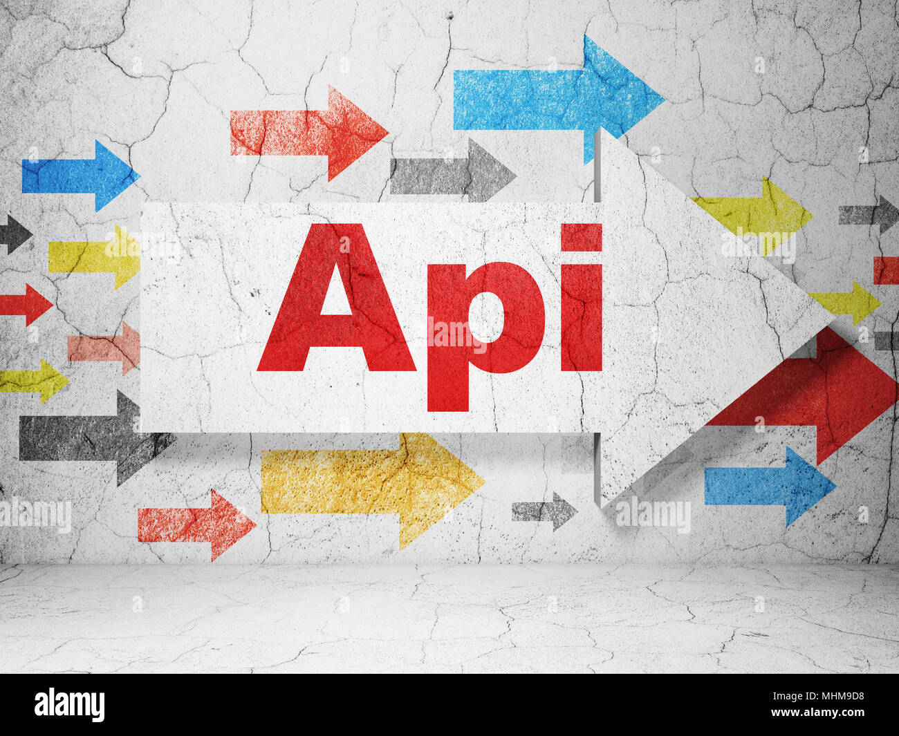 Programming concept: arrow with Api on grunge wall background Stock ...