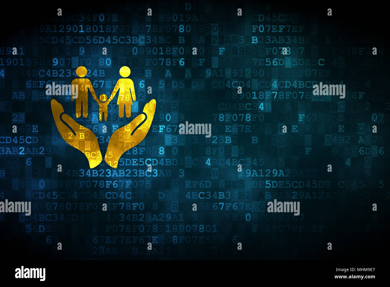 Insurance icon blue 3d family hi-res stock photography and images - Alamy