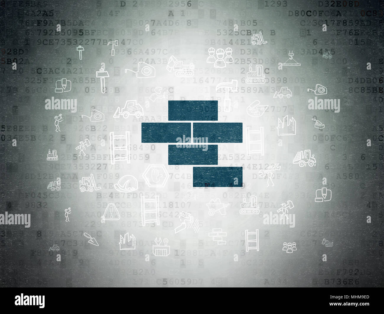 Constructing concept: Bricks on Digital Data Paper background Stock Photo - Alamy