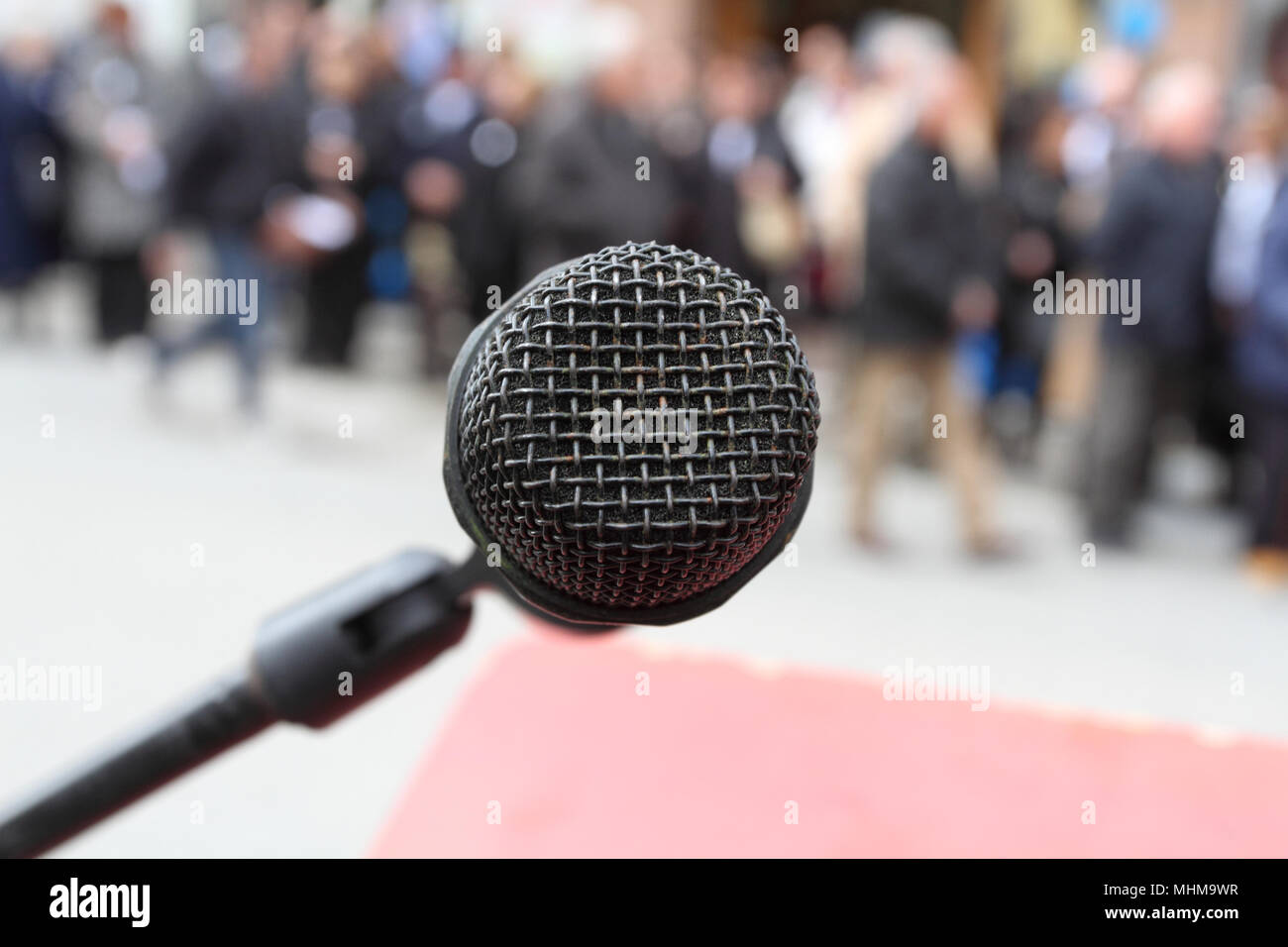 Microphone in public event Stock Photo - Alamy