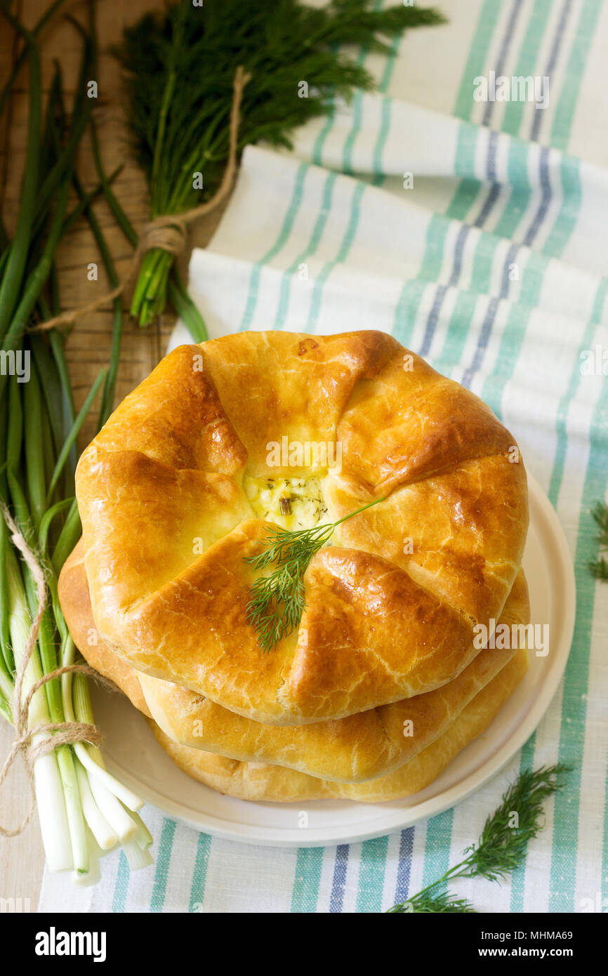 Traditional homemade Romanian and Moldovan pies - Placinta, served with ...