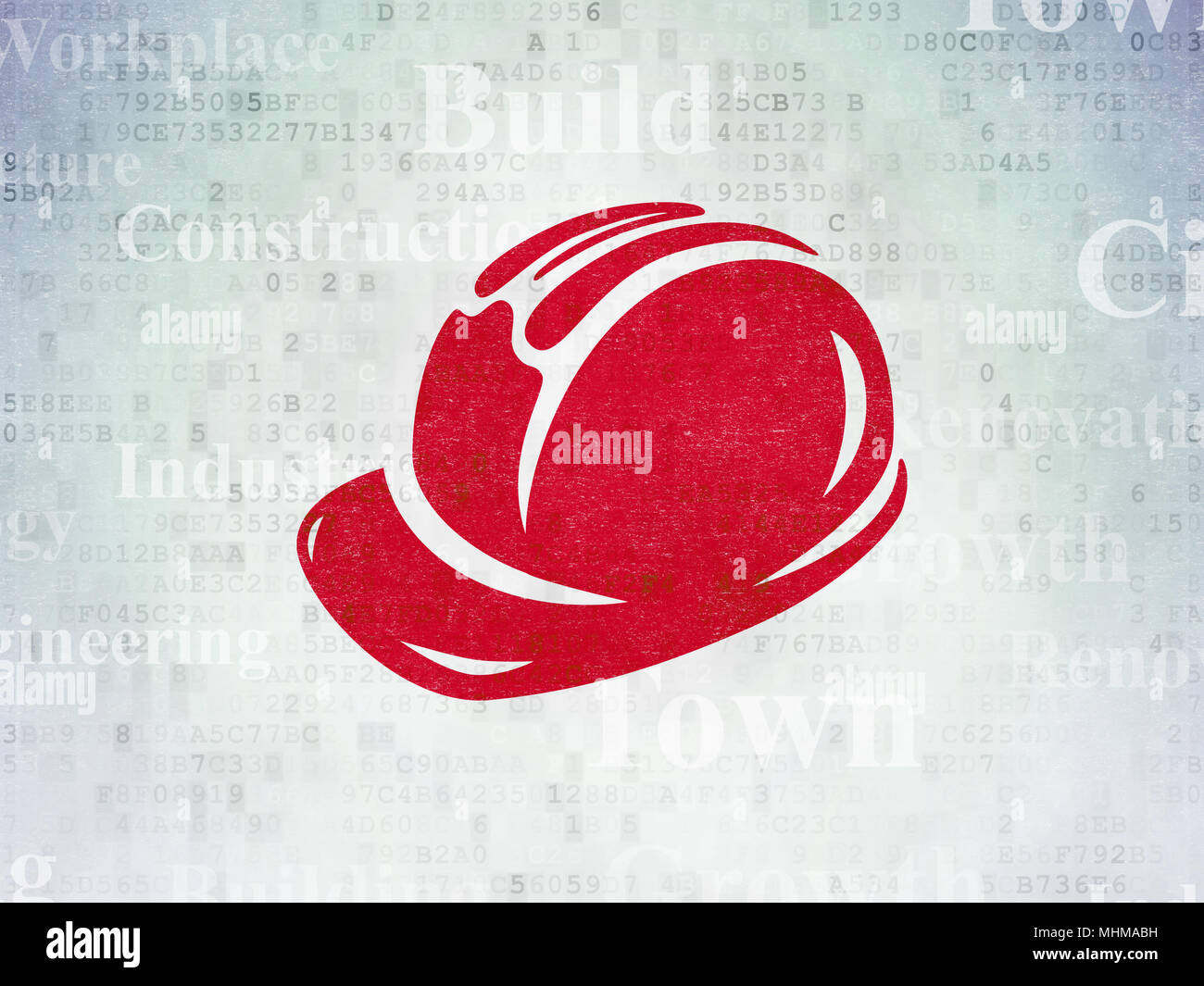 Building construction concept: Safety Helmet on Digital Data Paper ...