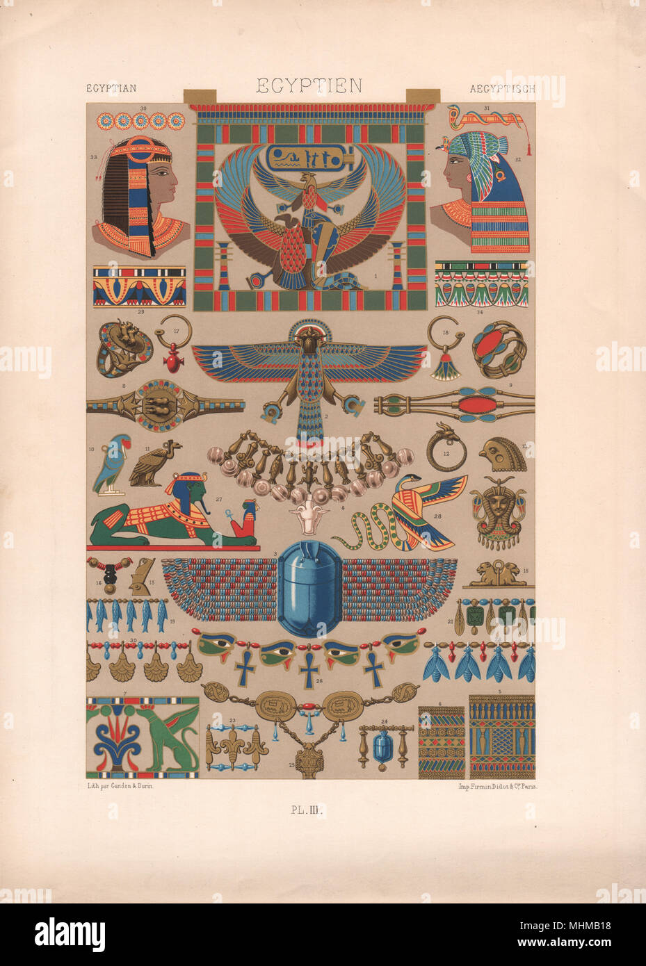 RACINET ORNEMENT POLYCHROME 3 Ancient Egyptian arts patterns motifs ...