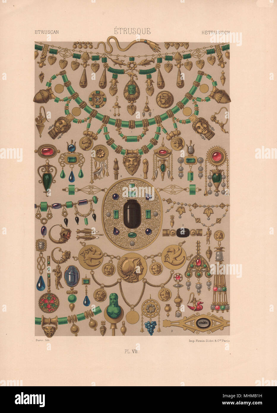 RACINET ORNEMENT POLYCHROME 7 Etruscan decorative arts patterns motifs ...