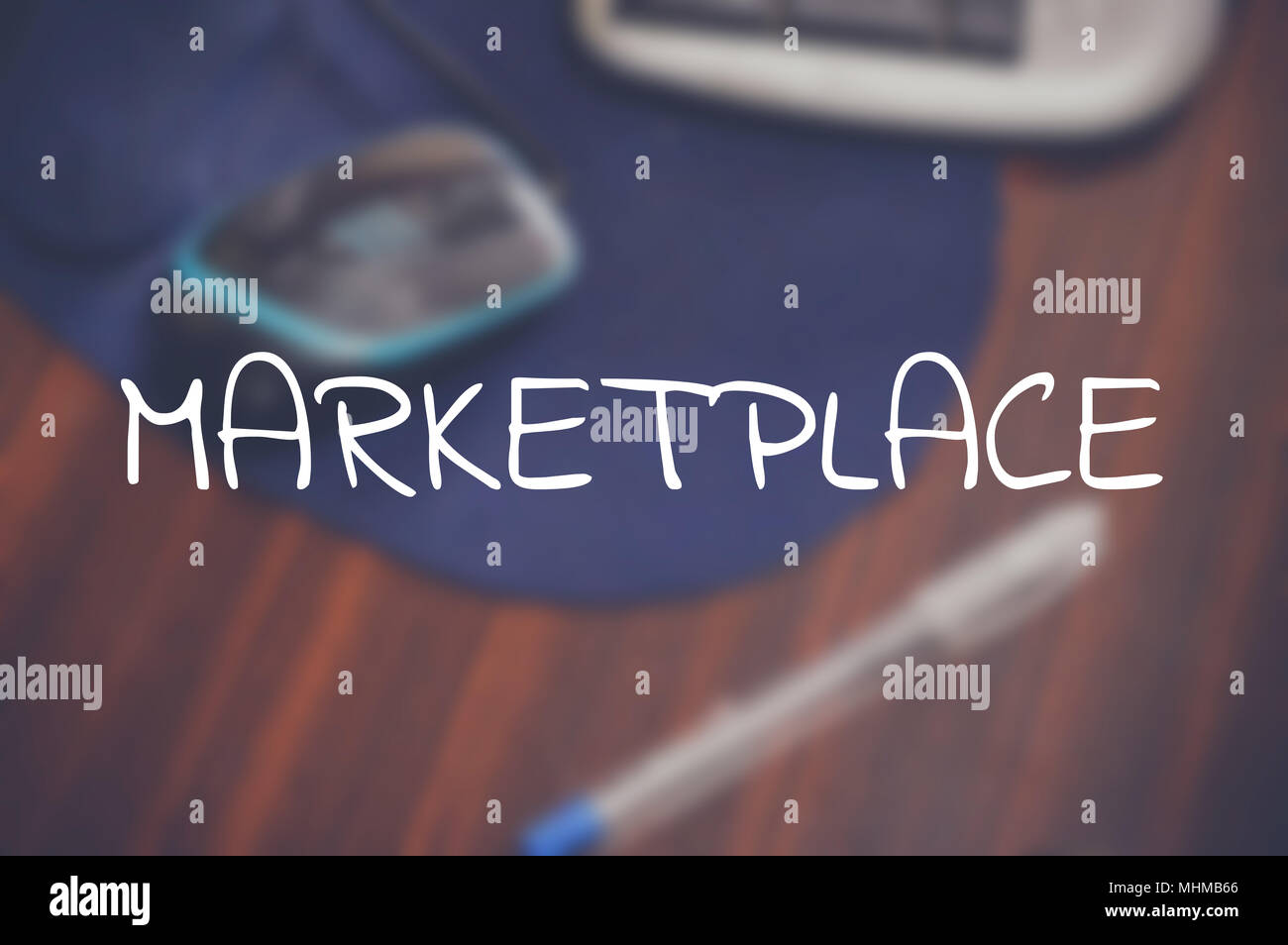 Marketplace word with business blurring background Stock Photo - Alamy