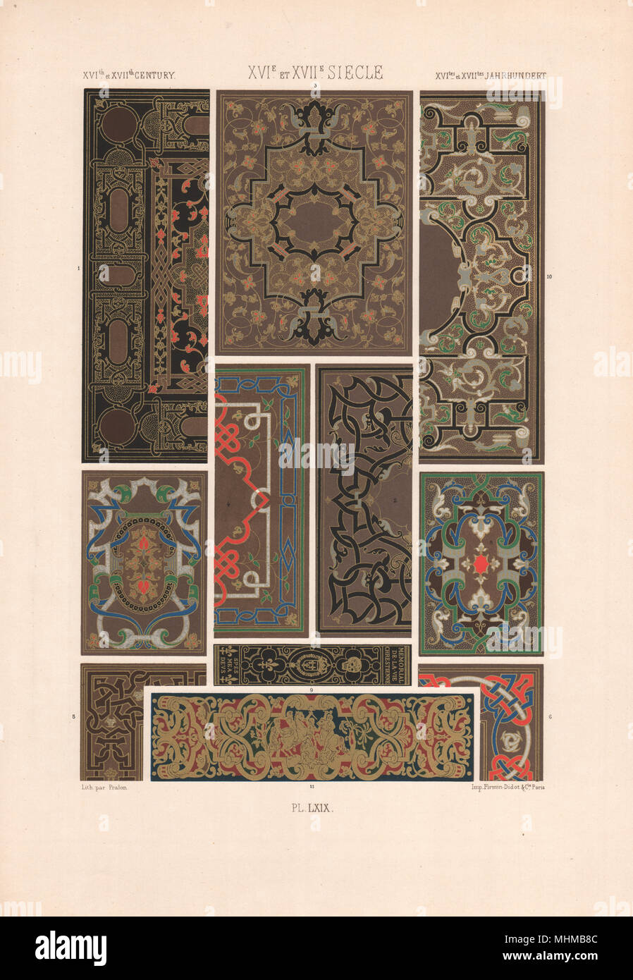 RACINET ORNEMENT POLYCHROME 69 16th & 17th centuries arts patterns ...