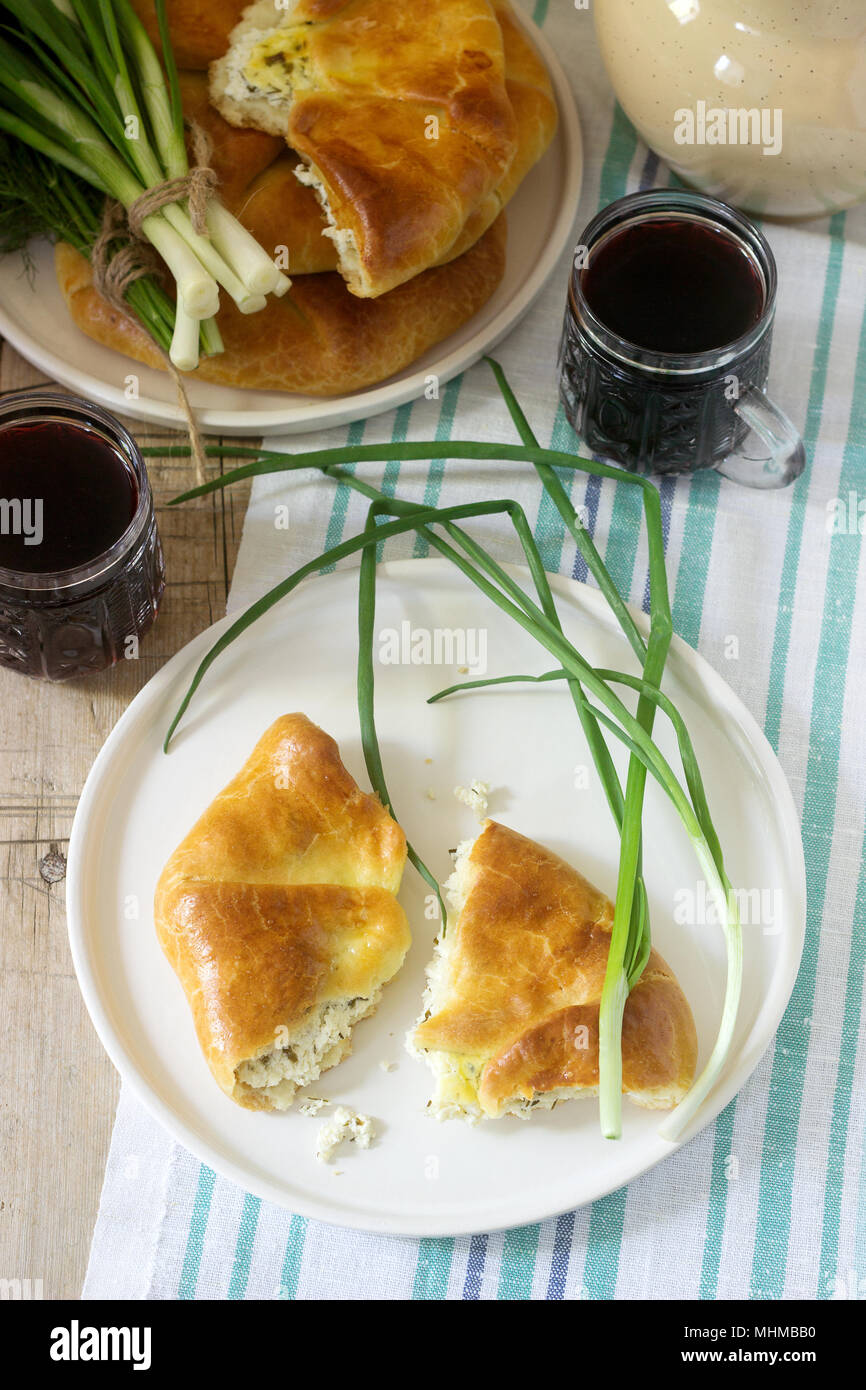 Traditional homemade Romanian and Moldovan pies - Placinta, served with ...
