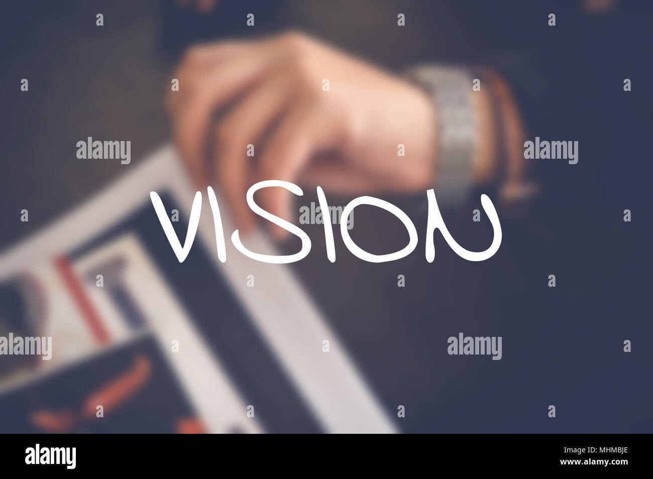 Vision word with business blurring background Stock Photo - Alamy