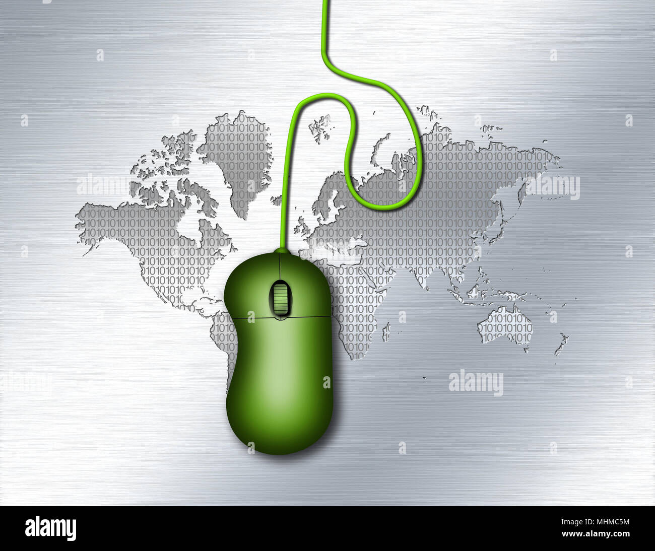 Computer mouse. World map background Stock Photo - Alamy