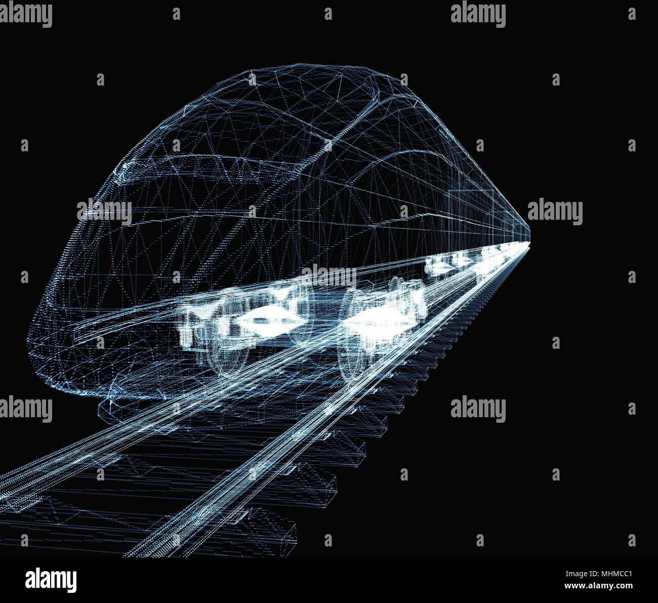 Abstract polygonal high-speed passenger train Stock Photo - Alamy
