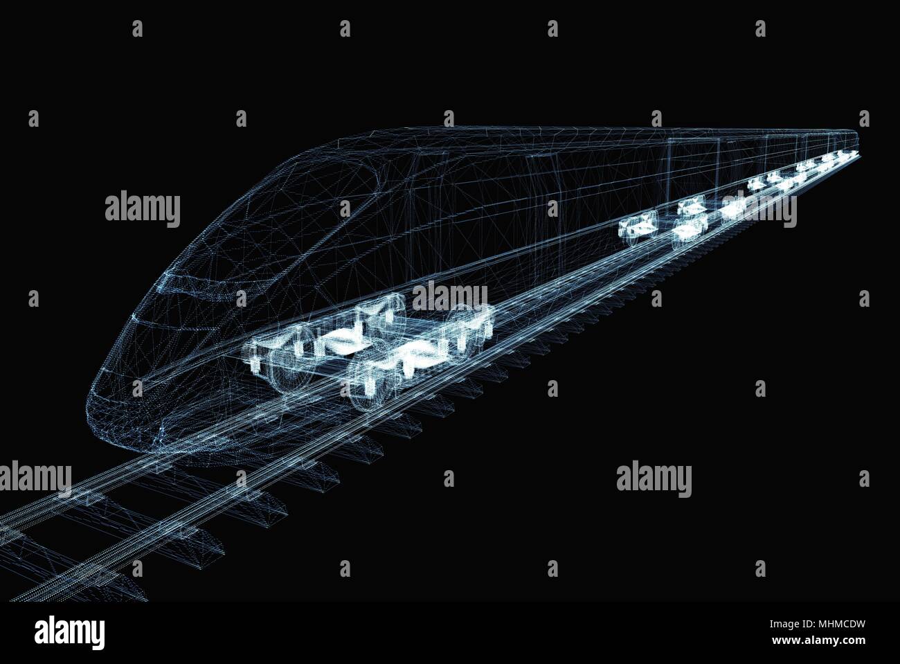 Abstract polygonal high-speed passenger train Stock Photo - Alamy