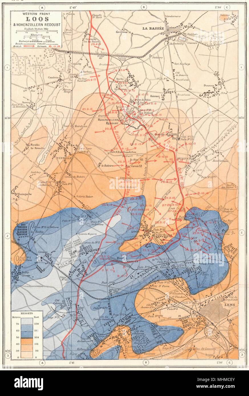 WORLD WAR 1.Western Front Loos Hohenzollern Redoubt 1915 battle lines ...