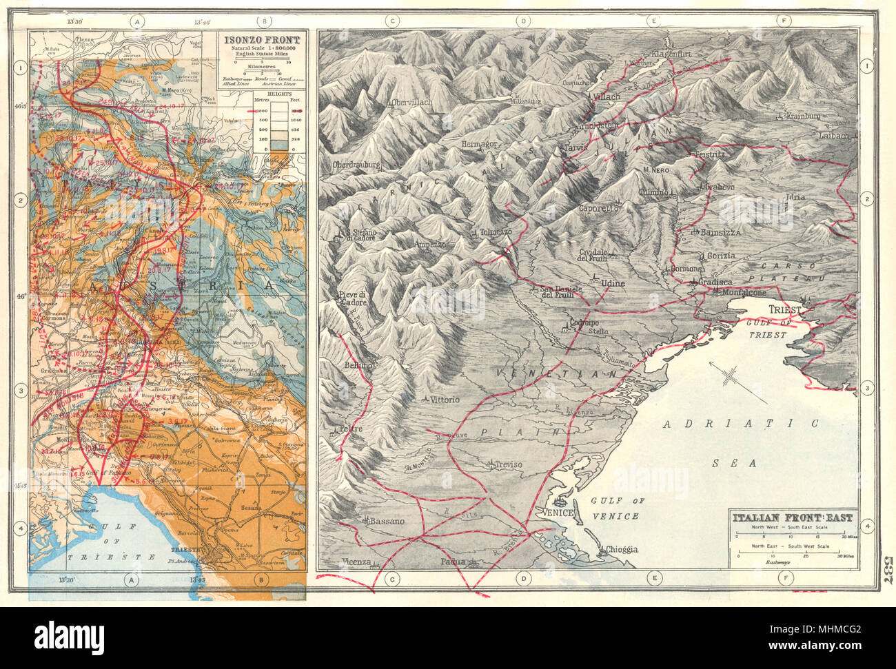 ITALY.Italian Front East;Isonzo Front. First World War 1 battle lines ...