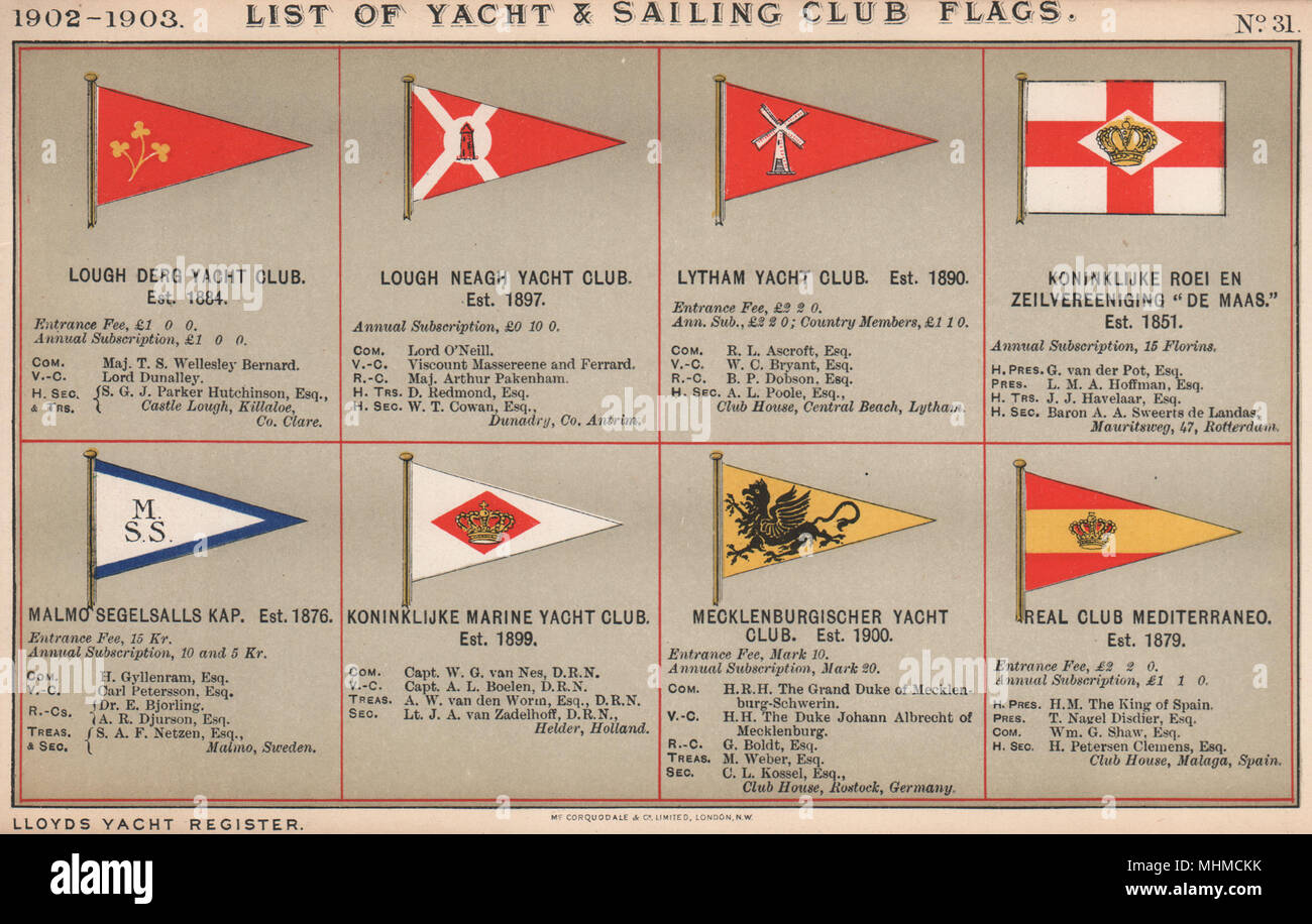 YACHT & SAILING CLUB FLAGS L-M. Lough Derg- Lytham- Real club ...