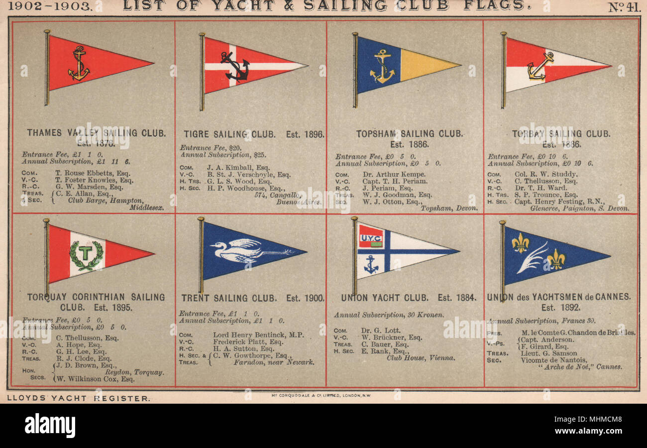 YACHT & SAILING CLUB FLAGS T-U. Thames Valley - Union Yachtsmen de ...