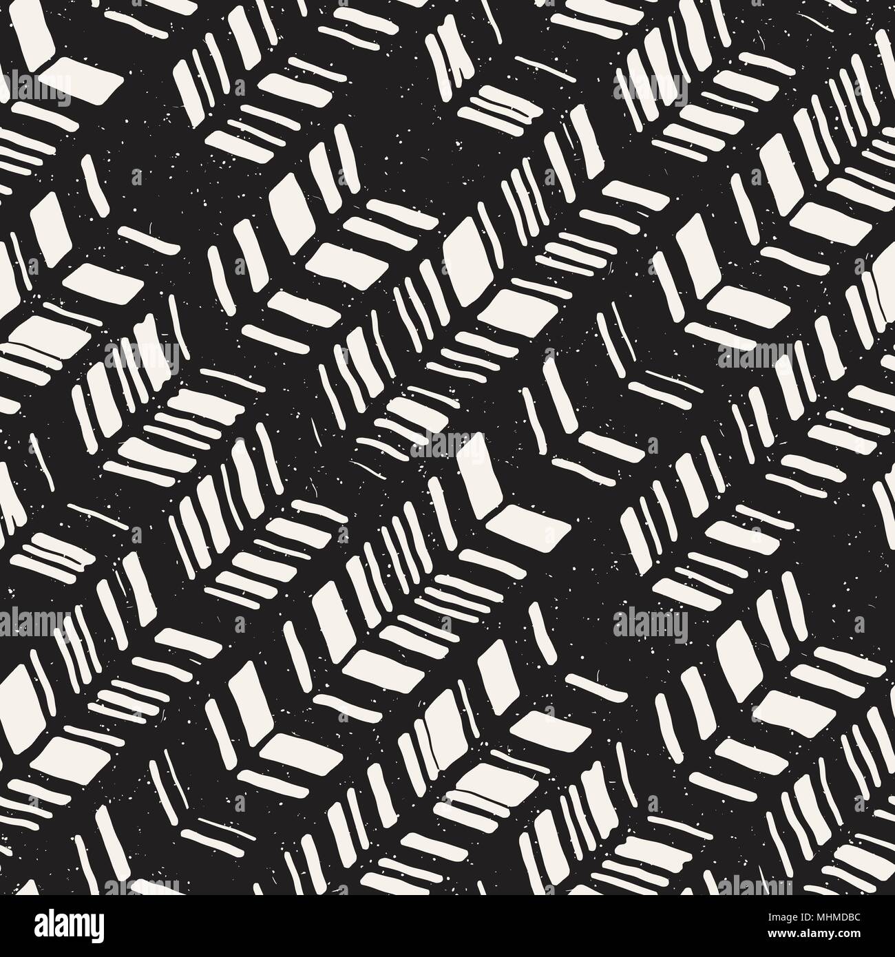 Seamless hand drawn style chevron pattern in black and white. Abstract ...