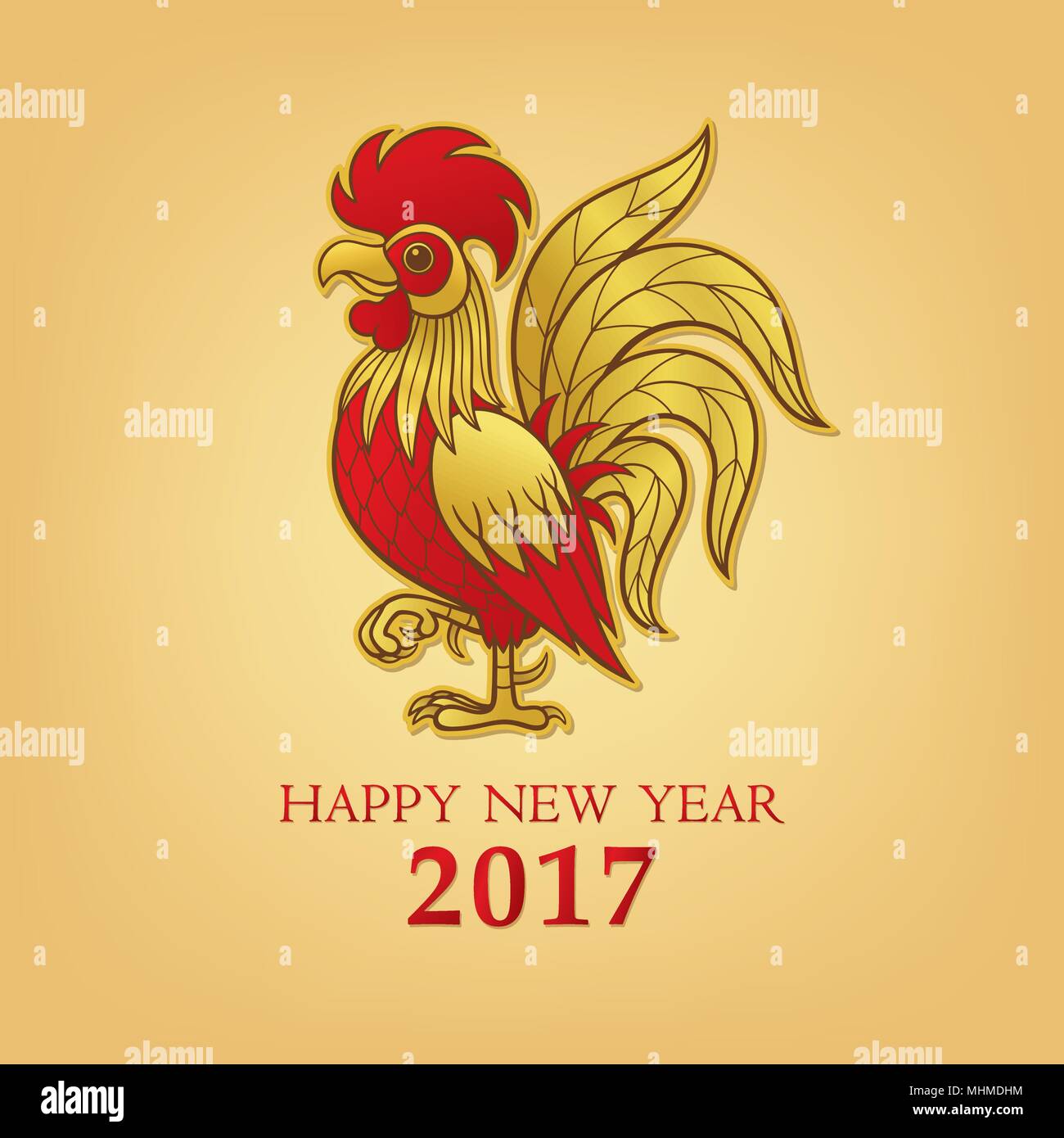 Vector illustration of rooster - New Year's design Stock Vector Image ...