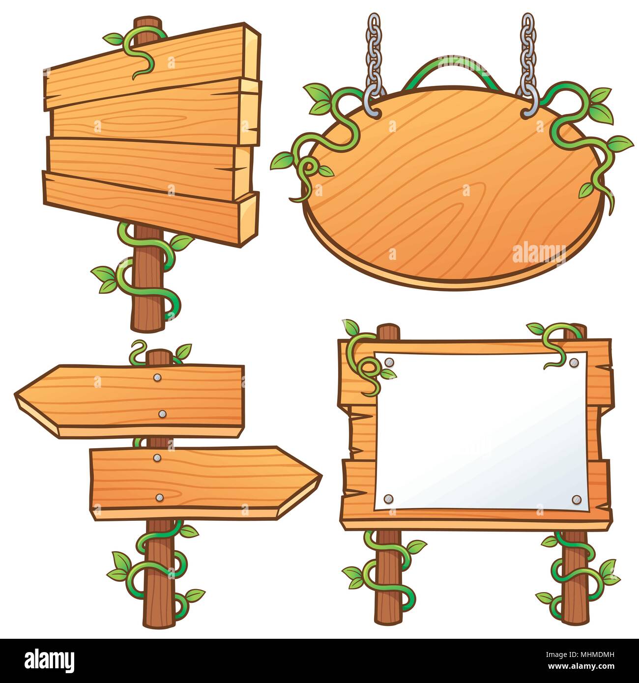 Vector illustration of Wooden Signs set Stock Vector Image & Art - Alamy
