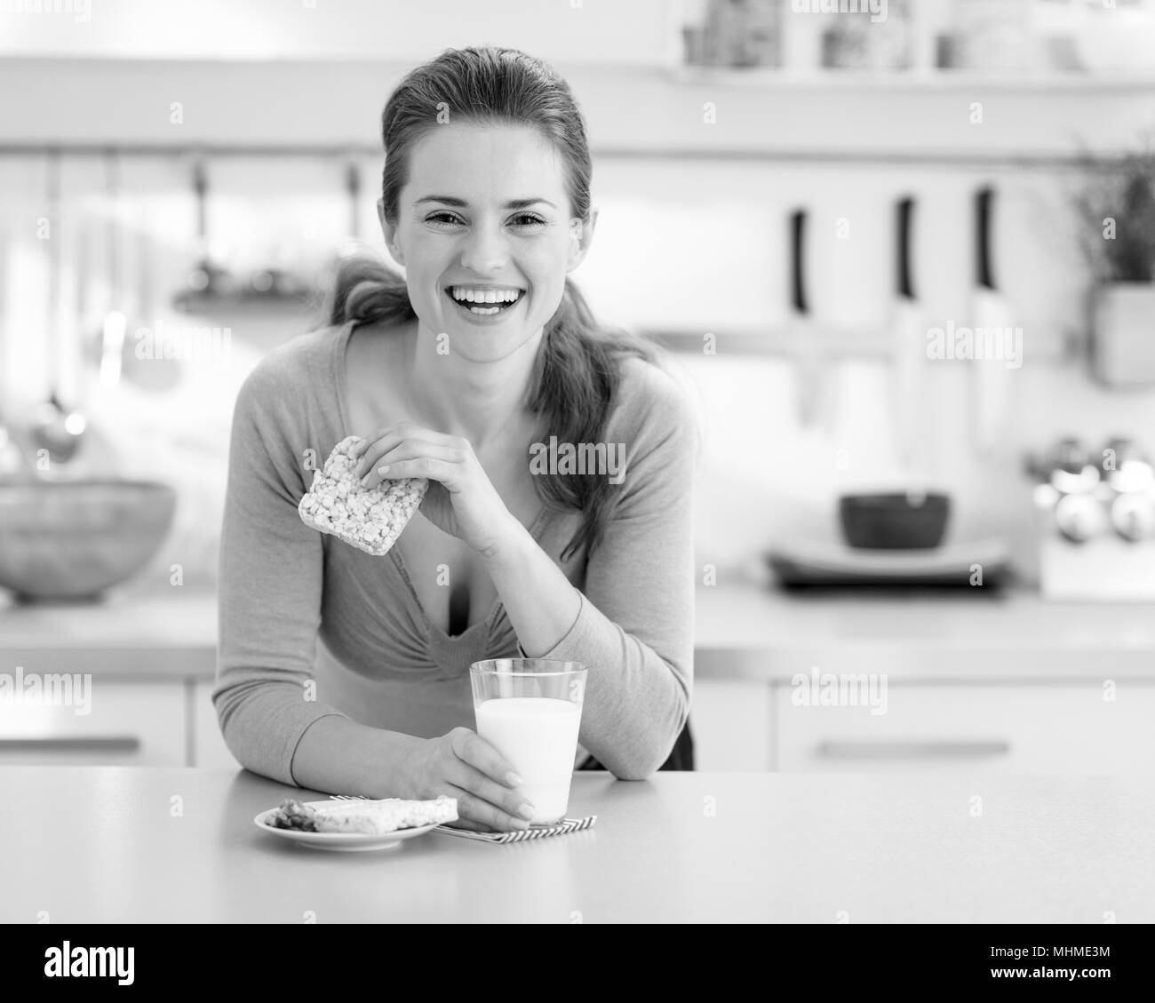 Smiling Black Woman Having Breakfast Stock Photos & Smiling Black Woman ...