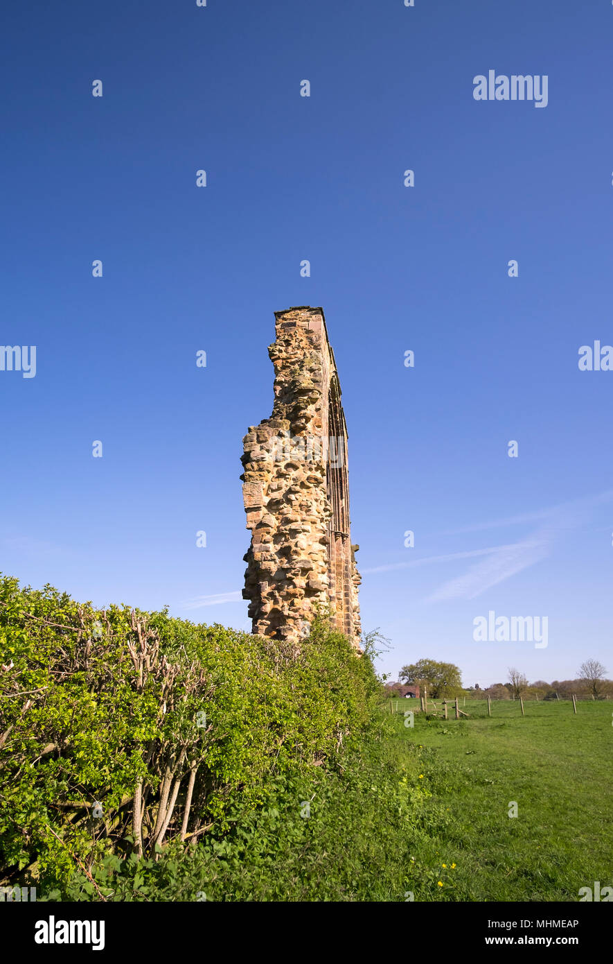 The ruined arched window frame at Dale Abbey, Derbyshire, UK Stock ...