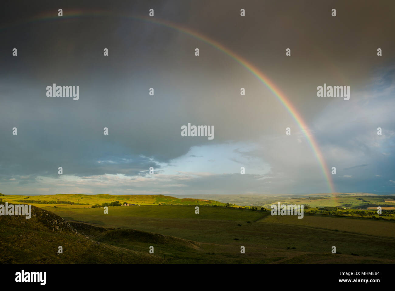 Rainbow over the Military Road (B6318) near Steel Rigg on Hadrian's ...