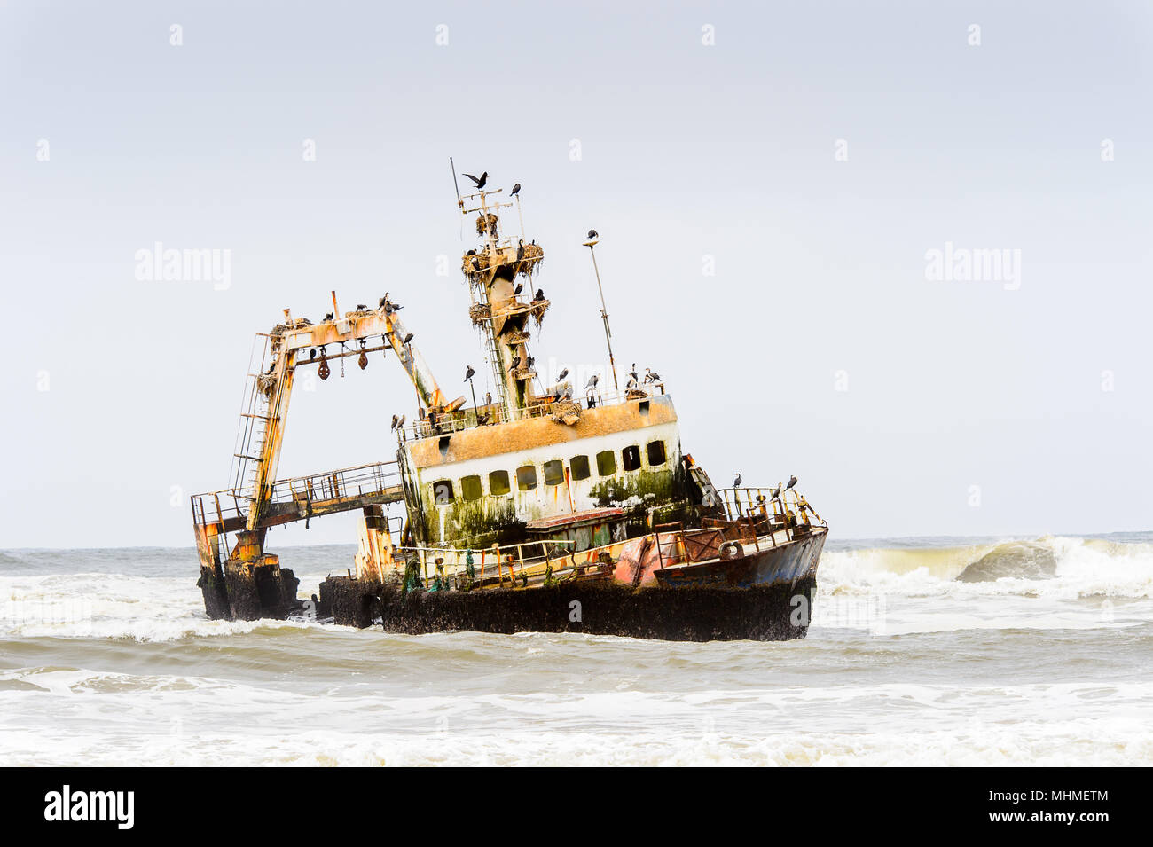 Damaged abandoned ship at the coastline of Namibia Stock Photo - Alamy