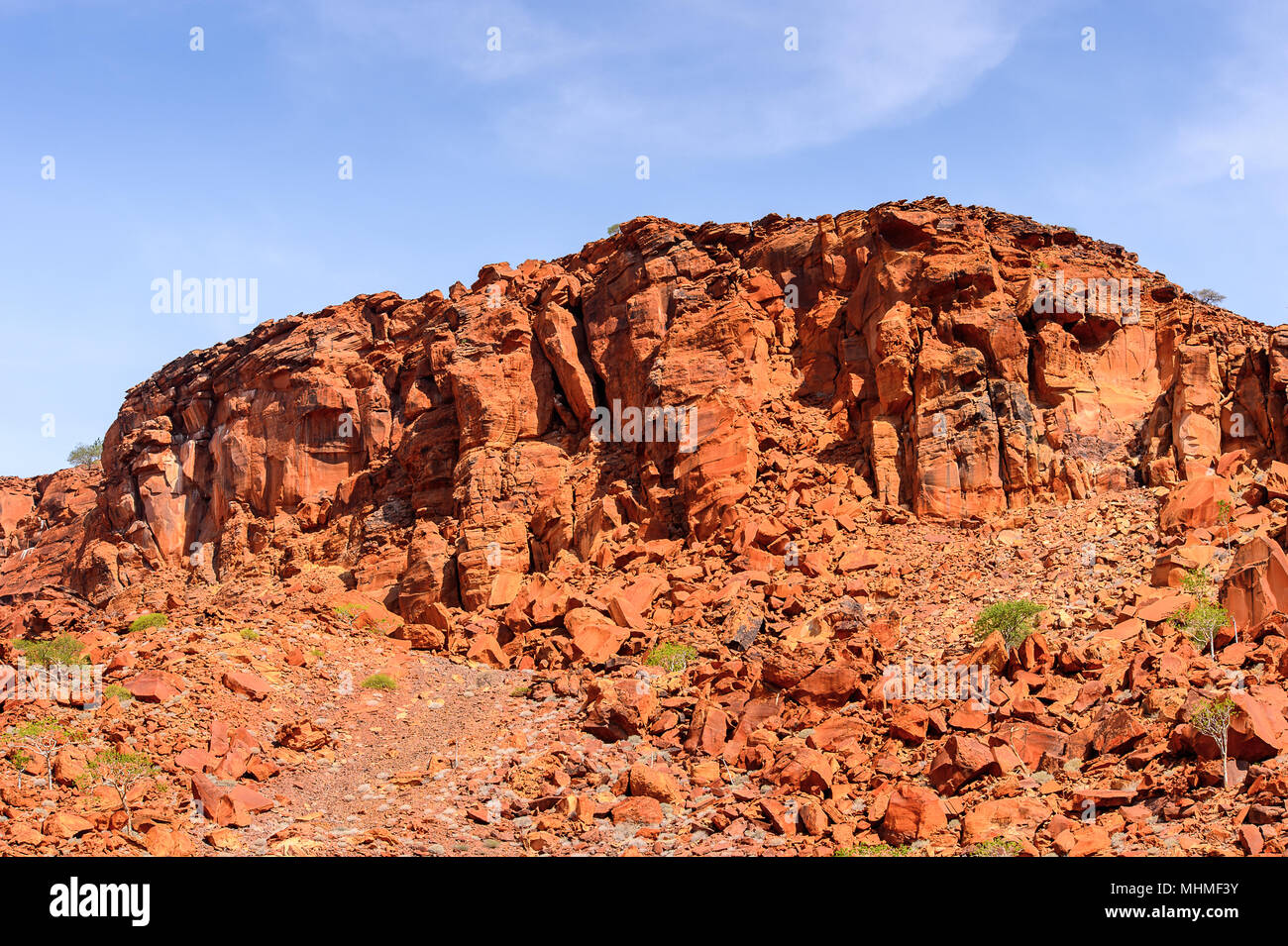 Landscape of the Rocks and nature of Twyfelfontein, Namibia Stock Photo ...