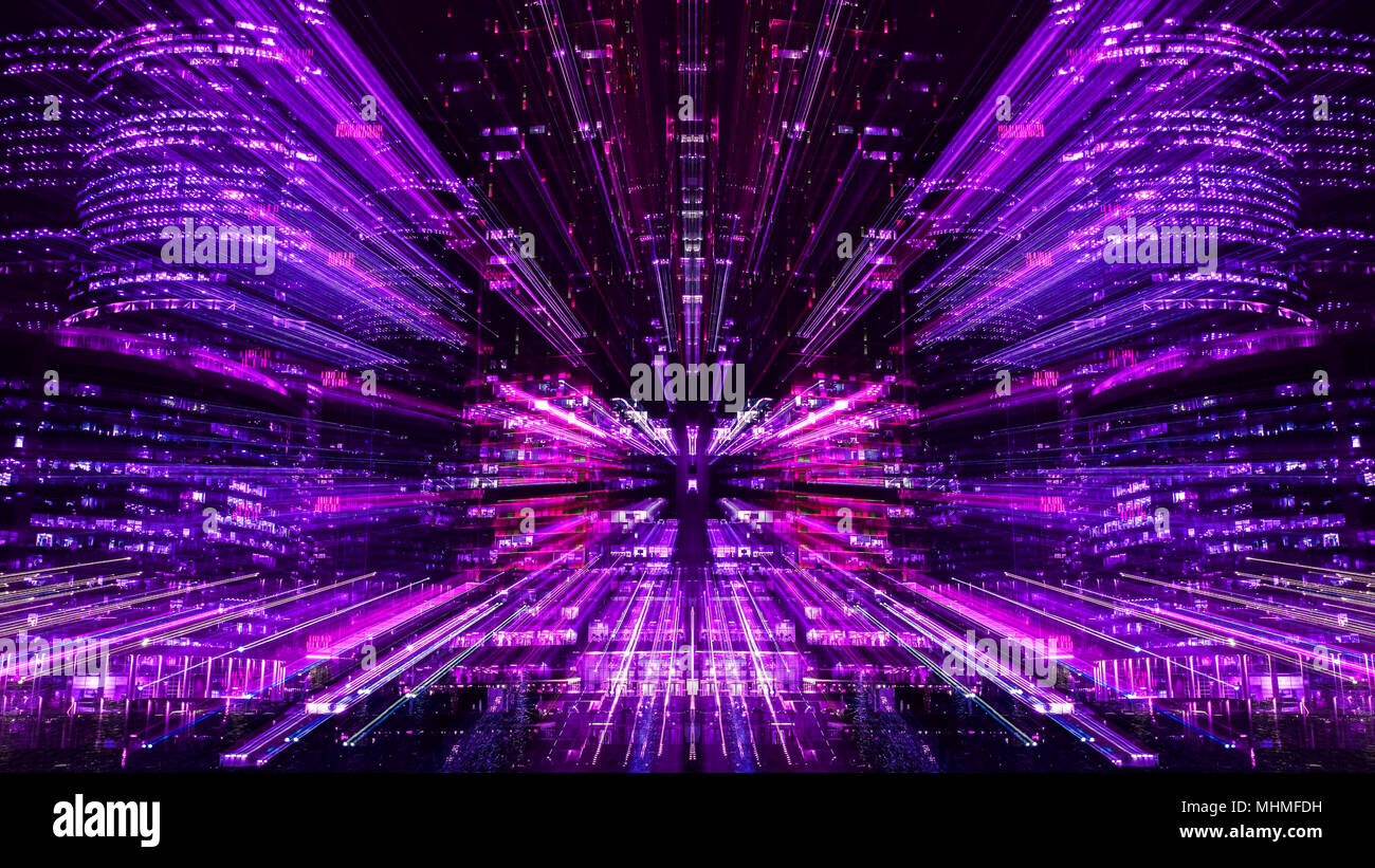 Hi-tech abstract background. Cityscape of skyscrapers Zooming Stock ...