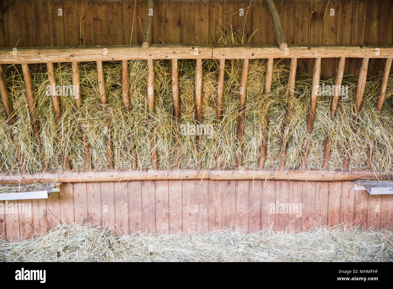 Wooden Hay Rack in Organic Swiss Farm Stock Photo - Alamy