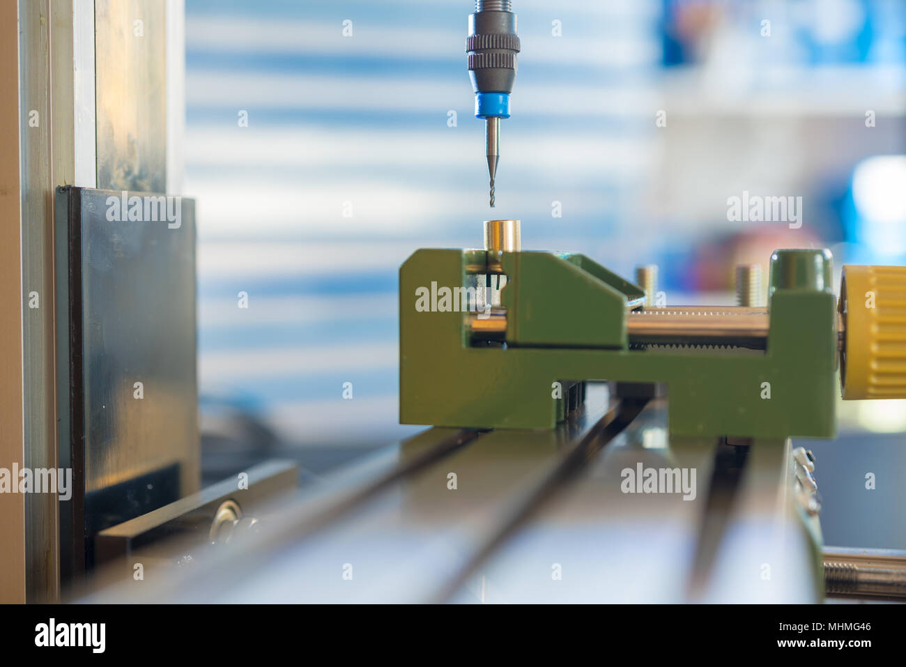 Processing of the plastic workpiece on CNC milling machine Stock Photo ...