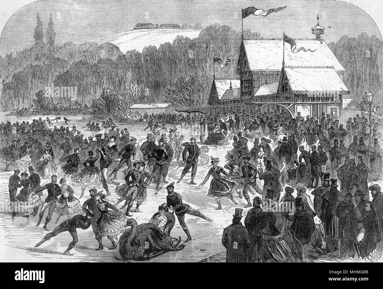 Napoleon III skating on a pond in winter 1867 Stock Photo - Alamy