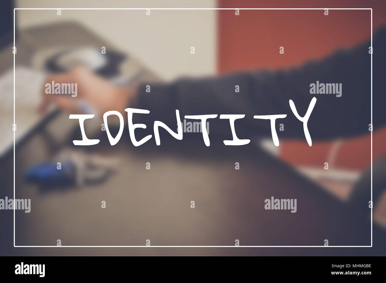 Identity word with business blurring background Stock Photo - Alamy