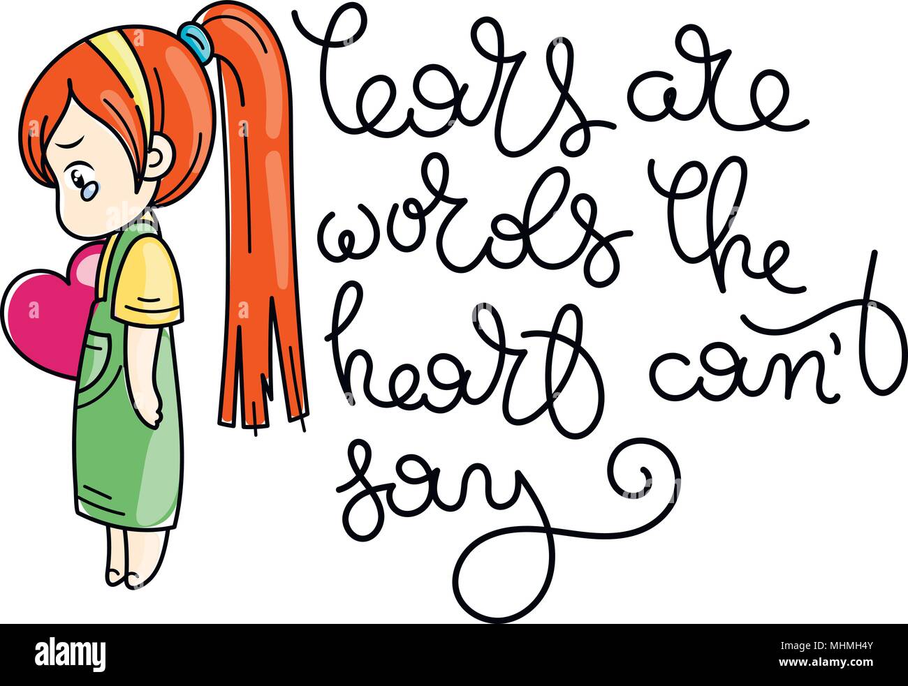 Tears are words the heart can not say. Cute cartoon kids. Vector and ...