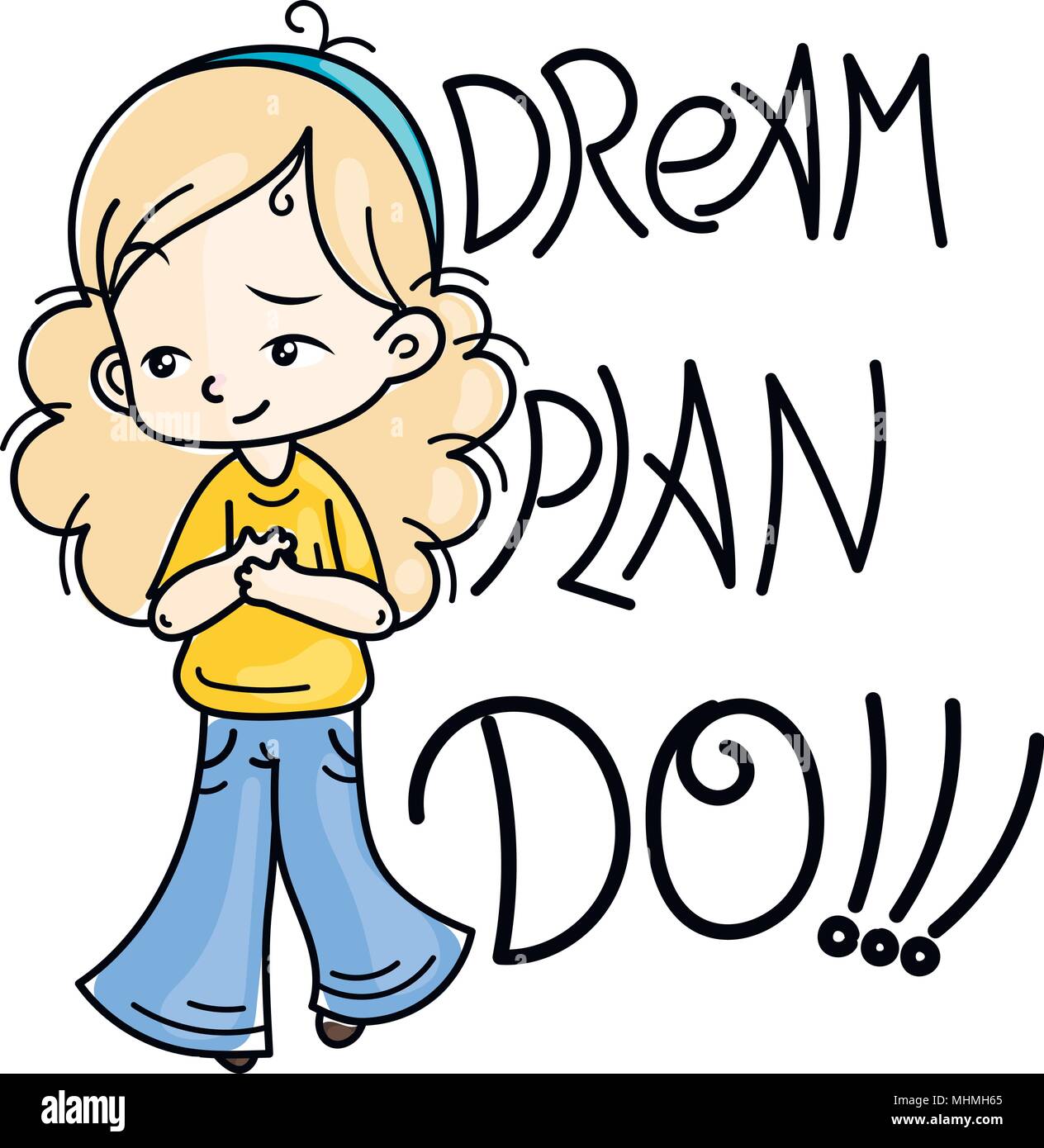 Dream, plan, do. Cute cartoon kids. Vector and illustration Stock ...