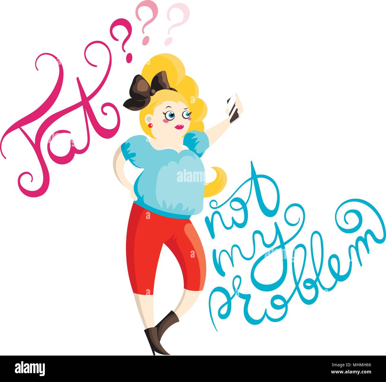 Fat. Not my problem. Cute cartoon kids. Vector and illustration Stock ...