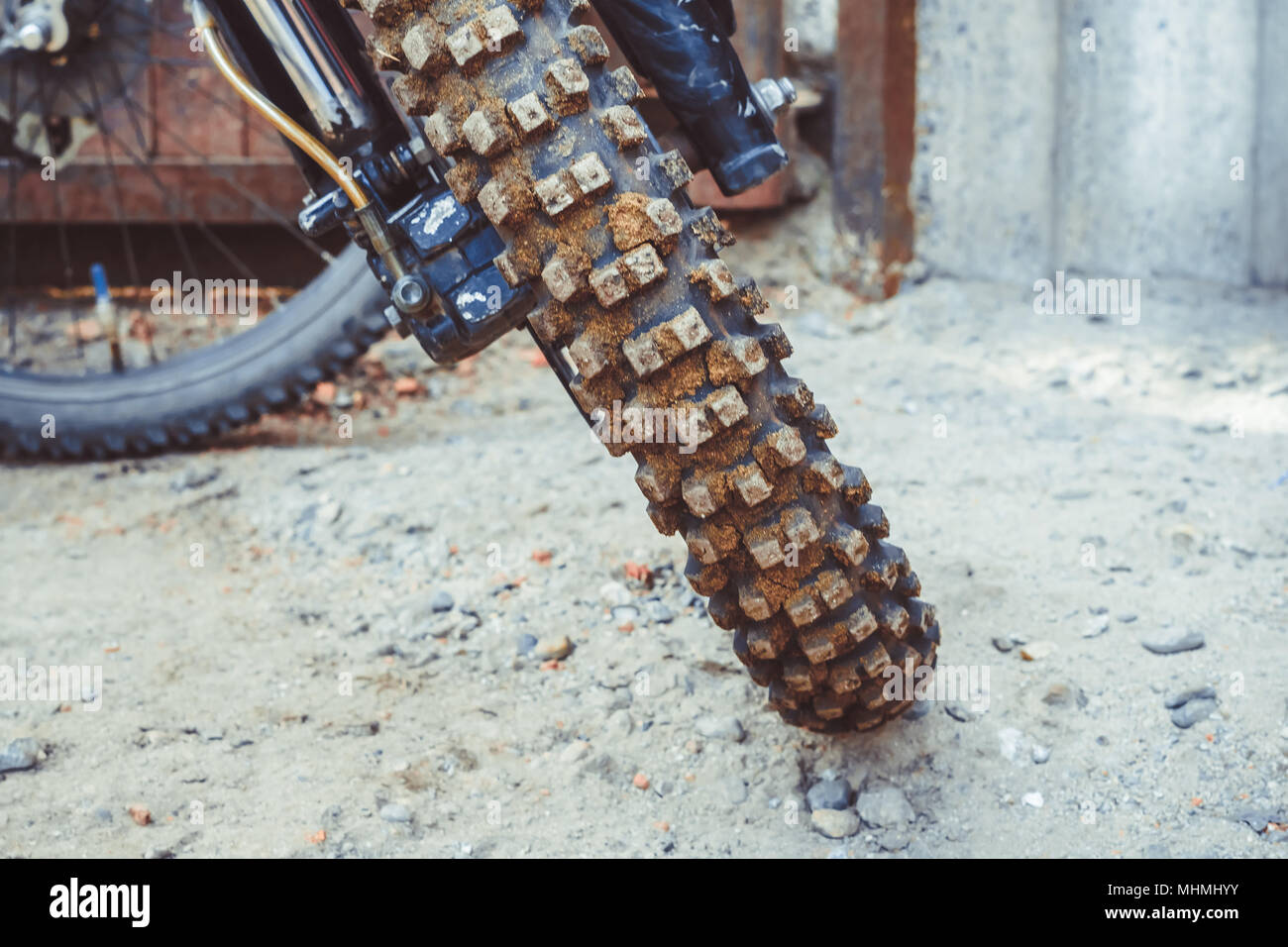 Motorcycle tire great bike-closeup of the front wheel of a large bike ...