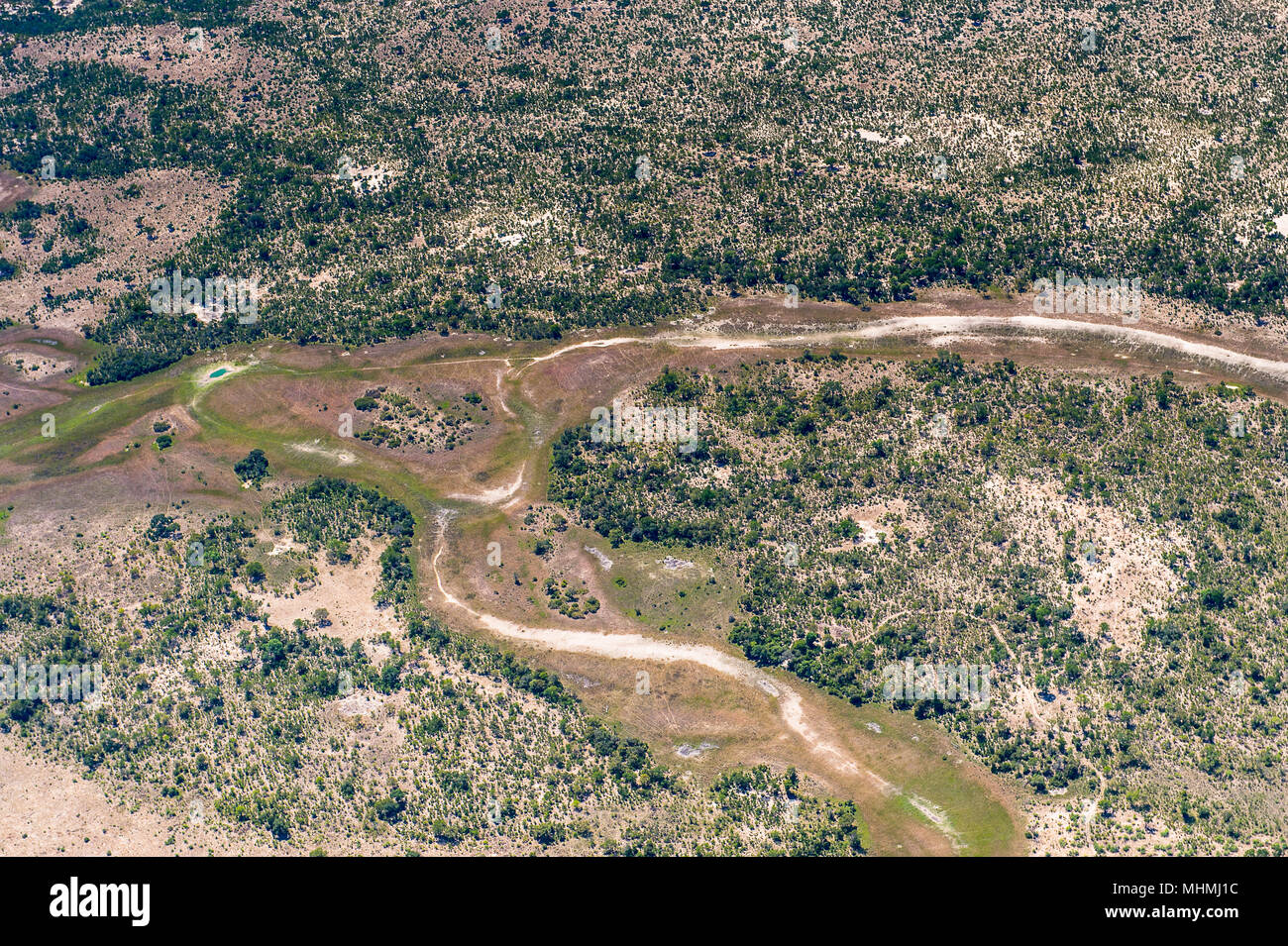 Aerial view of Okavango Delta (Okavango Grassland), One of the Seven ...