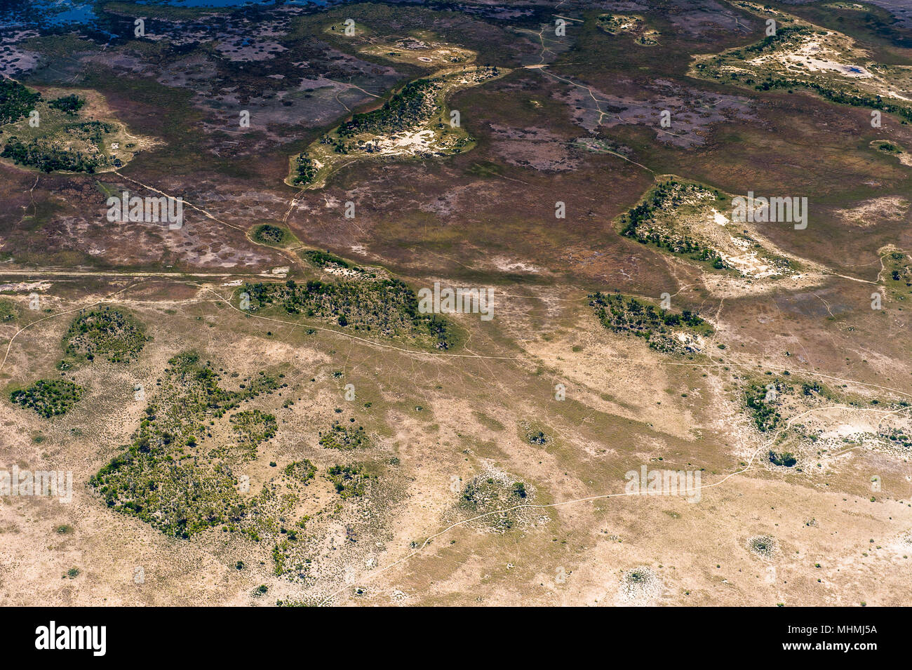 Aerial view of Okavango Delta (Okavango Grassland), One of the Seven ...