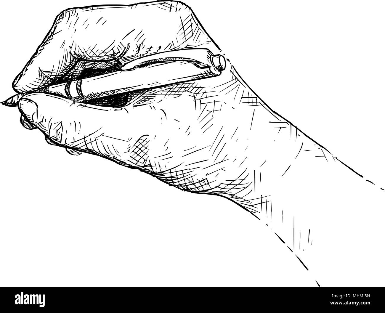 Vector Artistic Illustration or Drawing of Hand Writing With Ballpoint ...