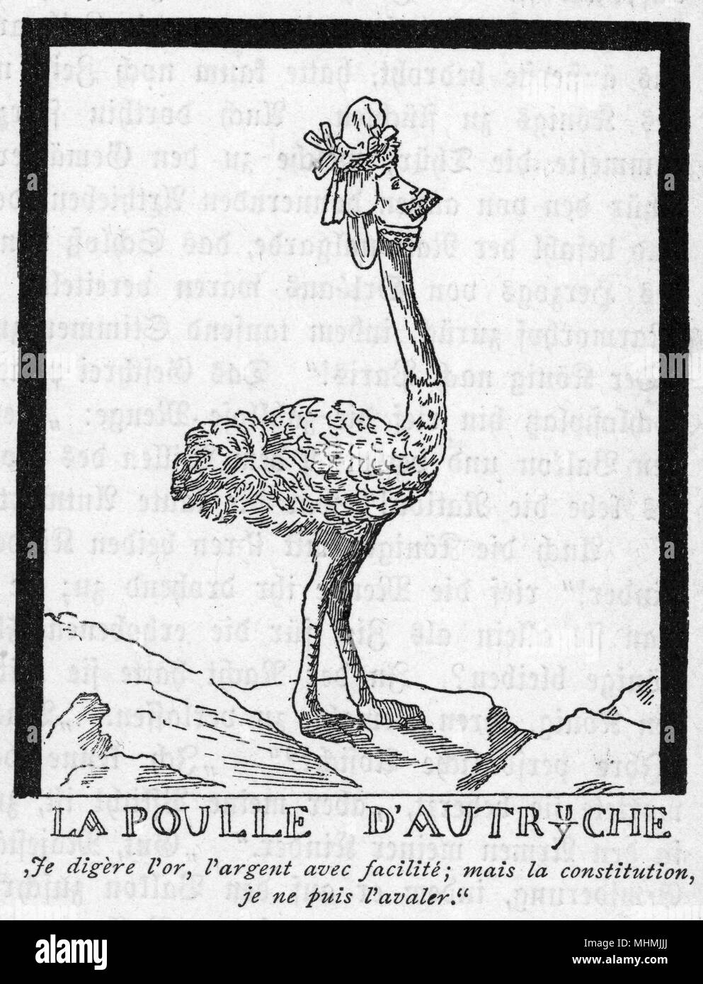 Satire depicting Marie Antoinette as an ostrich (she was Austrian) for ...